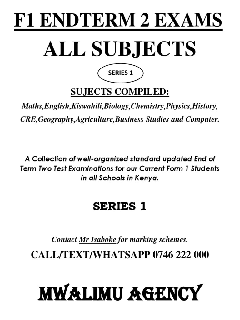 Form 1 Exam Papers - Kenya | PDF | Ph | Acid