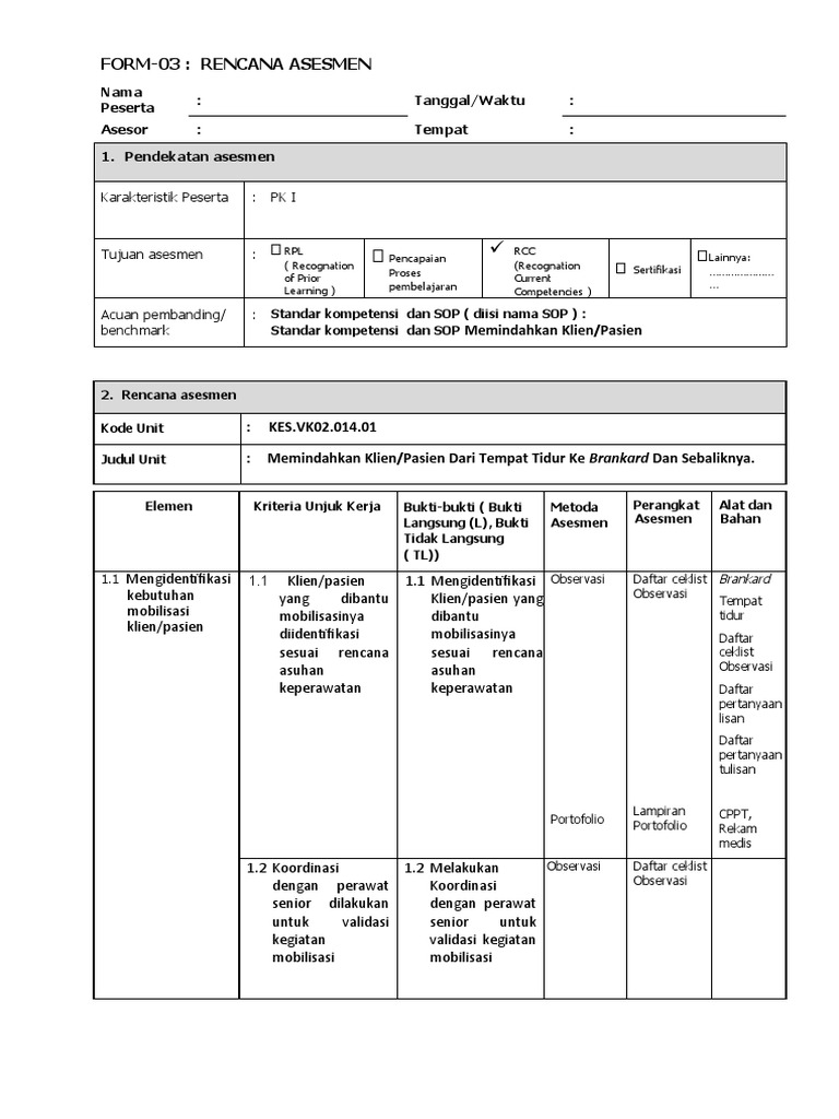 FORM-03 Merencanakan Dan Mengembangkan Asesmen | PDF