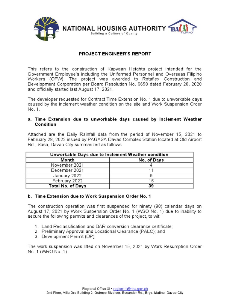 Project Engineer's Report | PDF | Home & Garden
