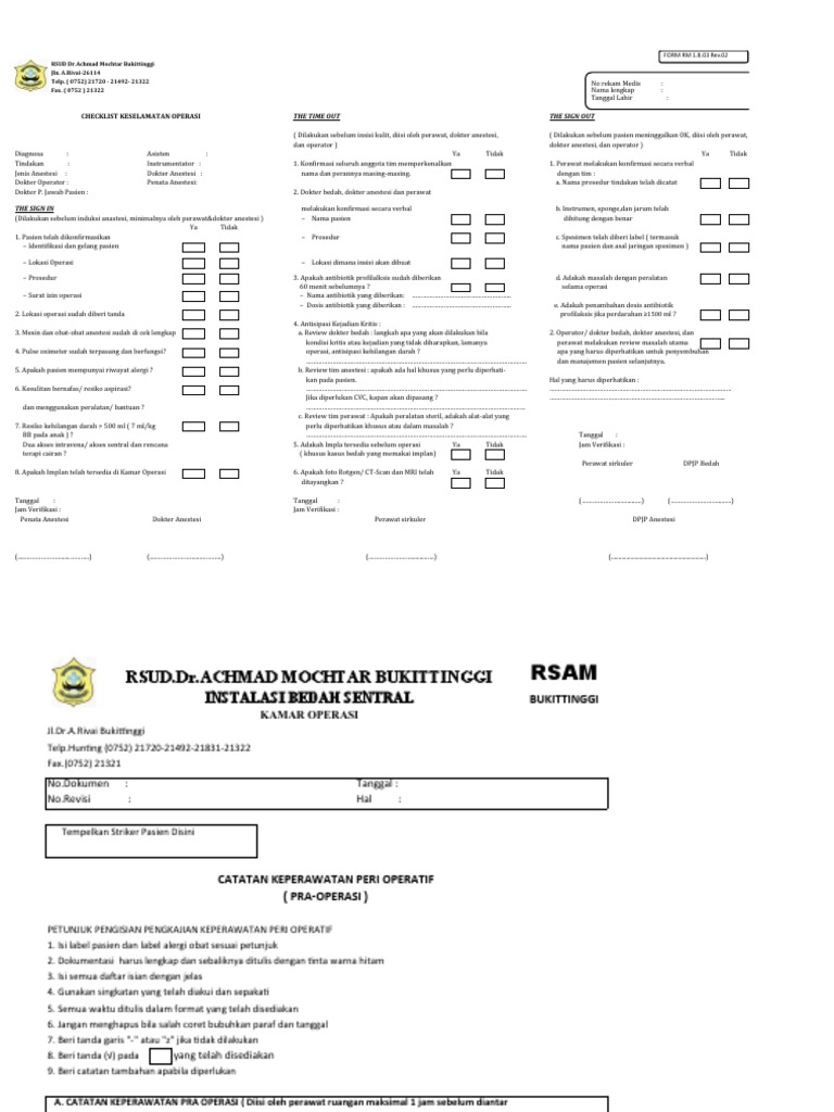 Formulir Pelaksanaan Time Out | PDF