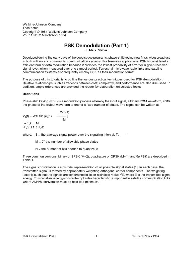 PSK Demodulation (Part 1) | PDF | Modulation | Radio Technology