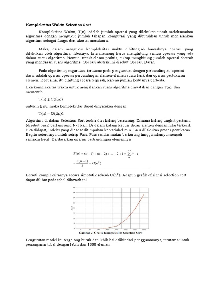 Kompleksitas Waktu Selection Sort | PDF