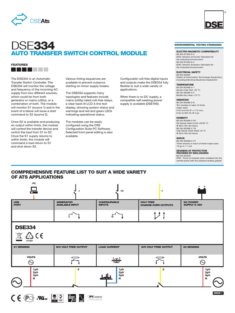DSE334 Data Sheet | PDF | Mains Electricity | Electromagnetic Compatibility