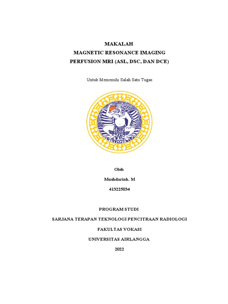 Makalah Magnetic Resonance Imaging Perfusion Mri (Asl, DSC, Dan Dce) | PDF