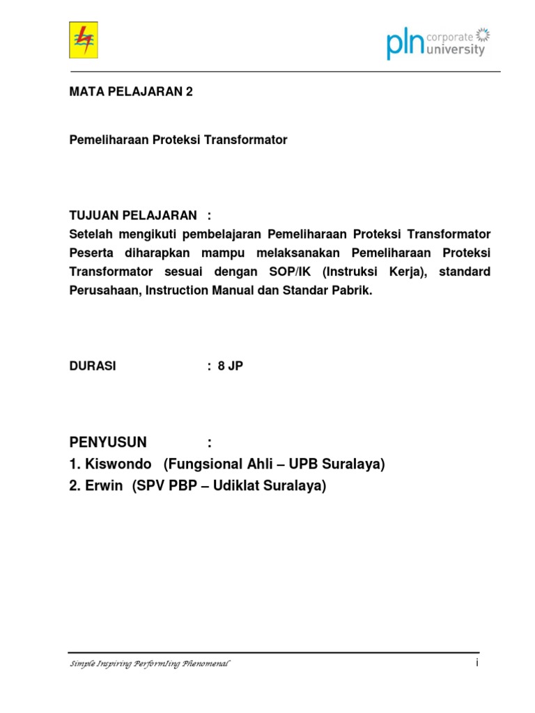 Proteksi Transformator - PLN PUSDIKLAT | PDF