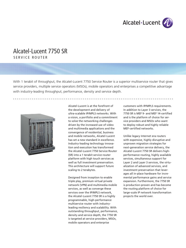 ALU 7750 SR - DataSheet | PDF | Networking | Multiprotocol Label Switching