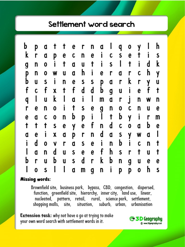 settlement word search | PDF