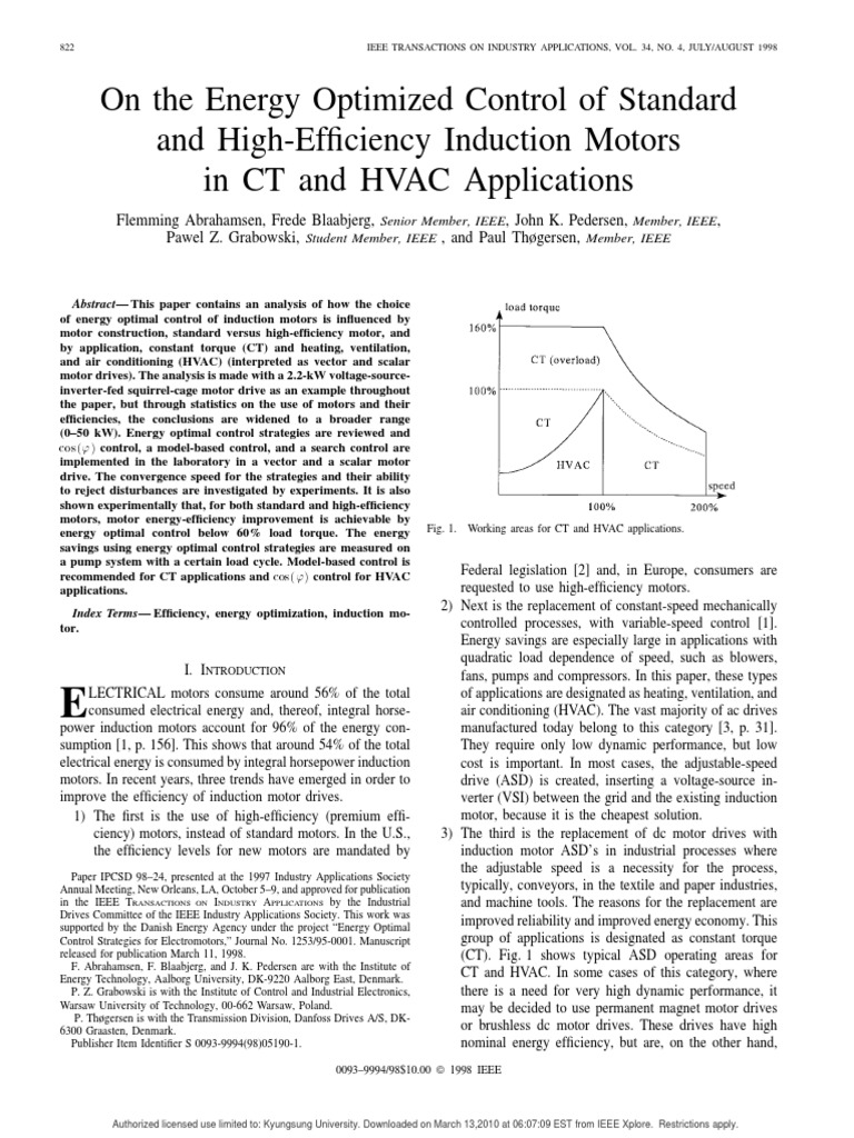 On The Energy Optimized Control of Standard and High-Efficiency ...