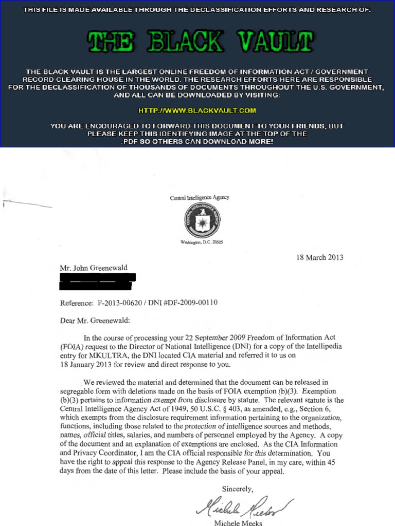 Secret CIA Project MK-ULTRA Document: Redacted Intelligence Report on ...