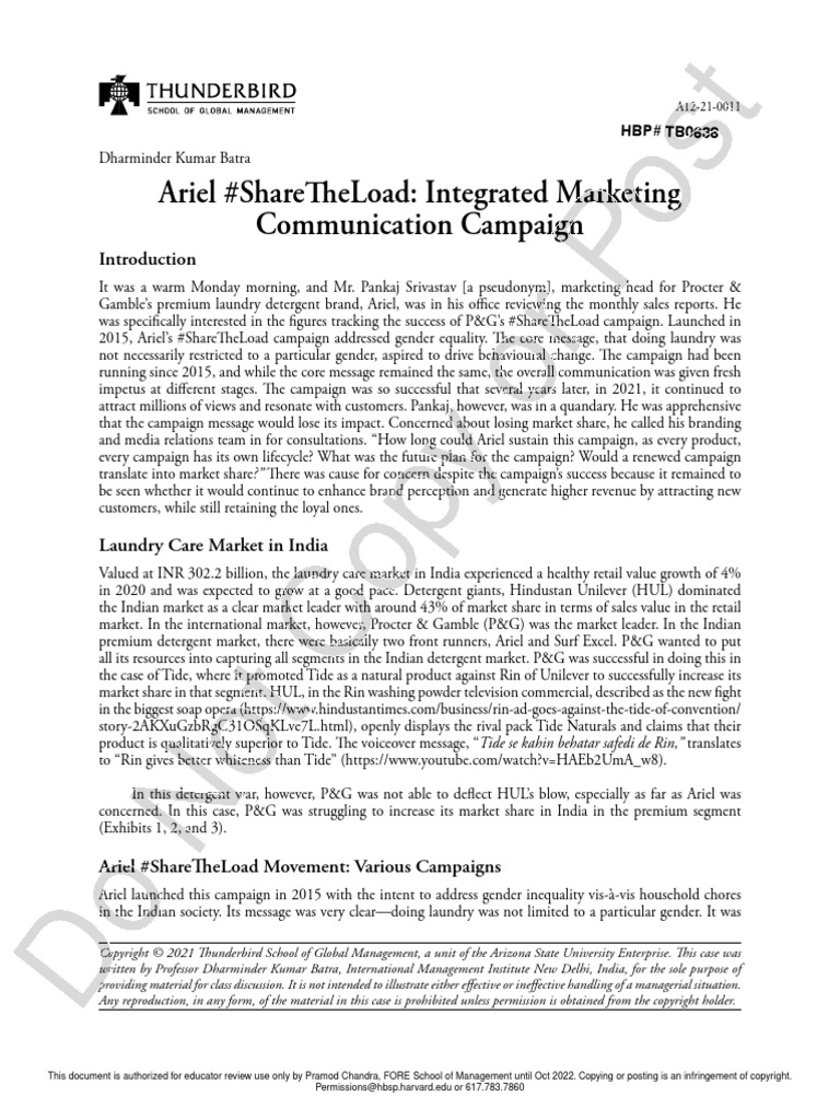 1. Ariel's #ShareTheLoad- Integrated Marketing Communication Campaign | PDF | Brand | Procter ...