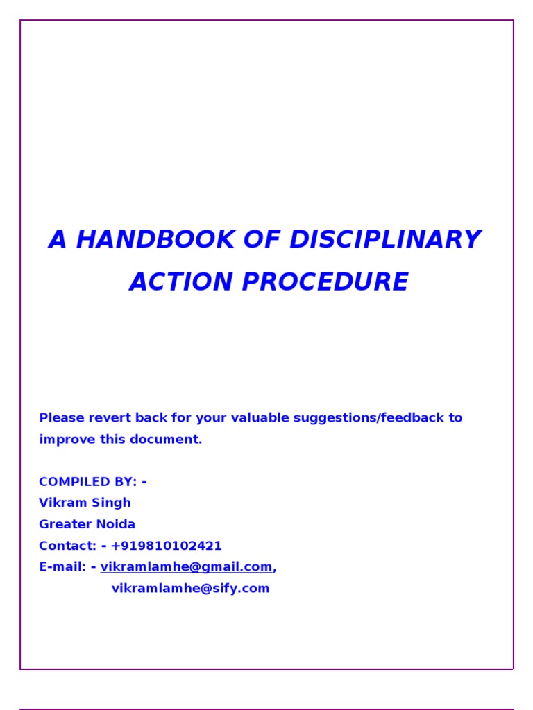 A Handbook of Disciplinary Action Procedure | PDF | Witness | Acquittal