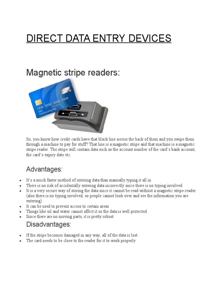 Direct Data Entry Devices | PDF | Radio Frequency Identification ...
