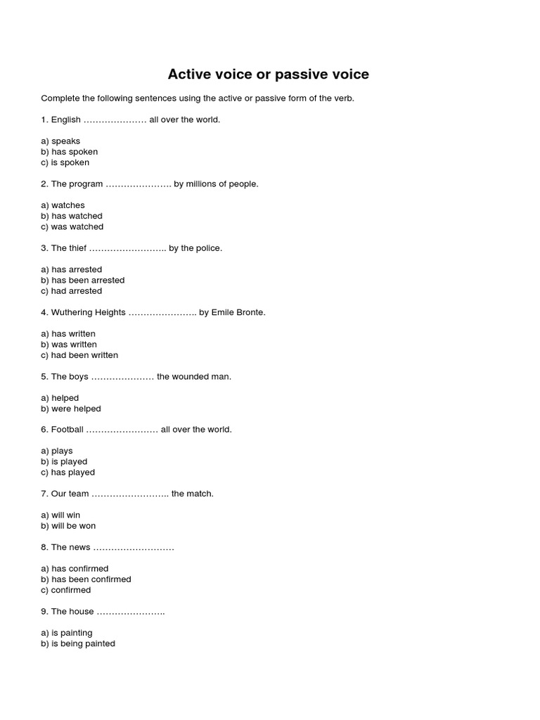 Active Voice or Passive Voice | PDF | Sports & Recreation | Language ...