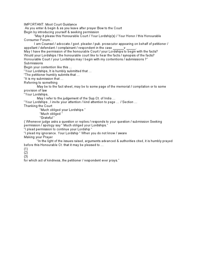 Speech For Moot Court | PDF