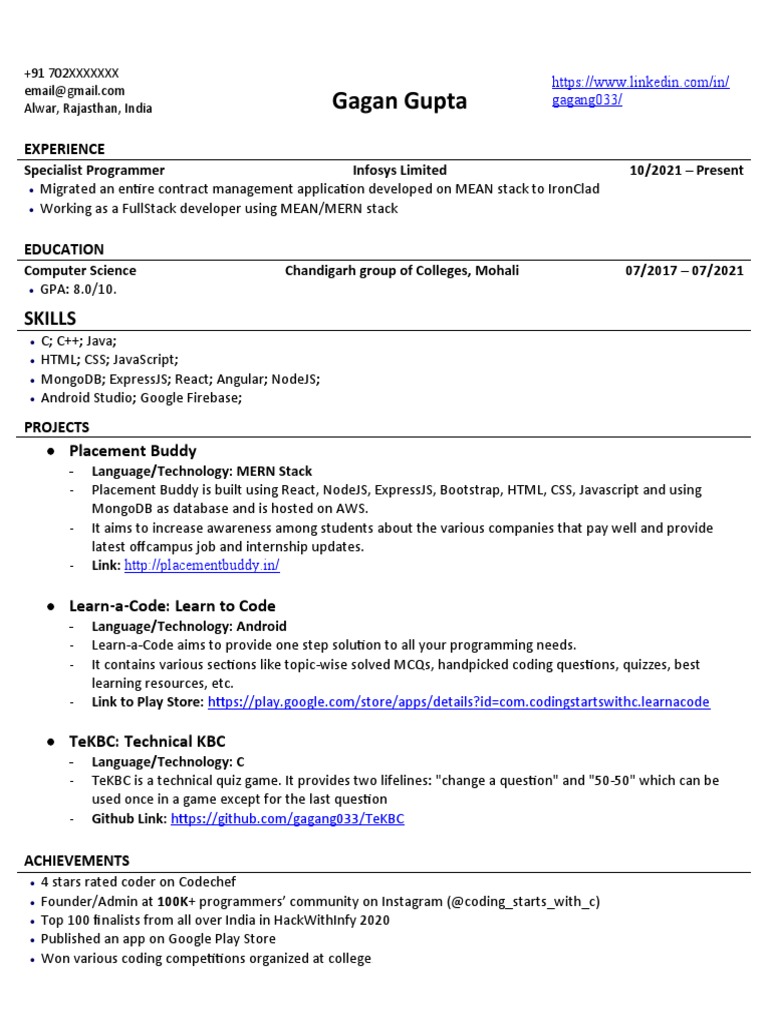 Gagan Gupta Professional Resume | PDF