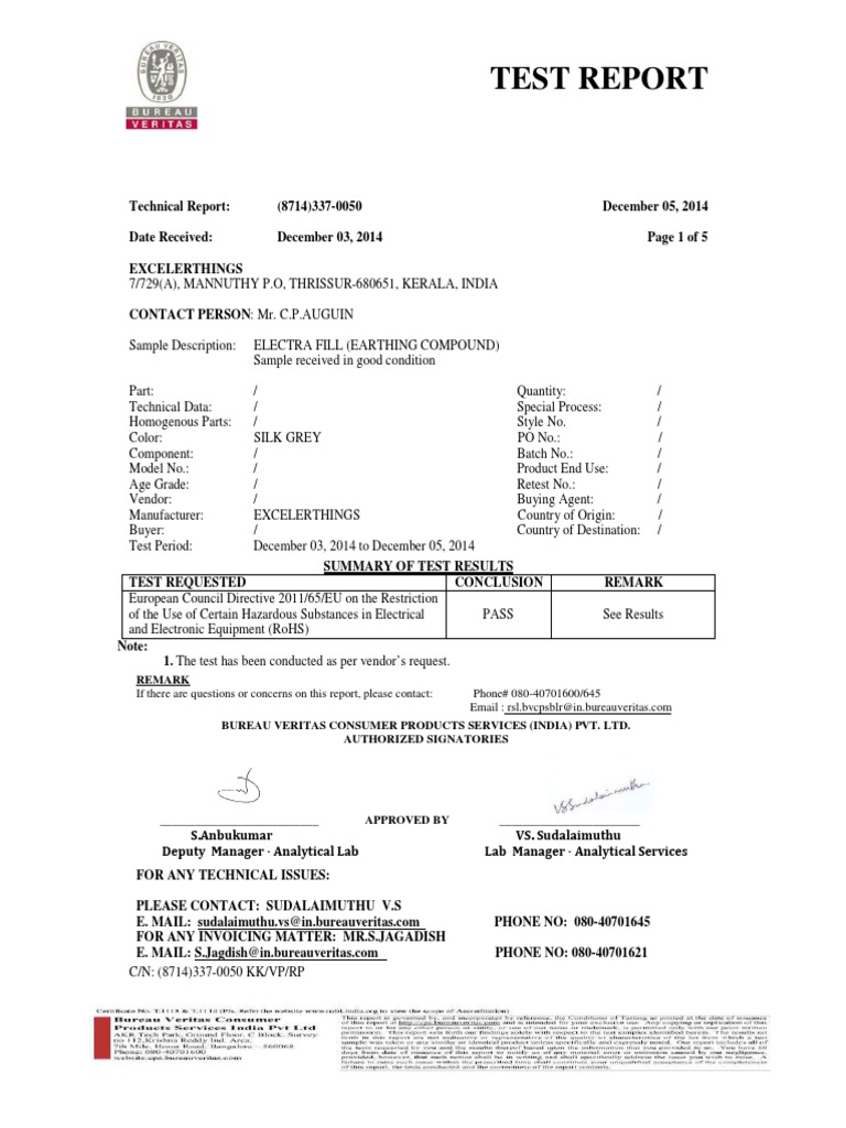 Backfill Compond Test Report | PDF | Chromium | Sets Of Chemical Elements