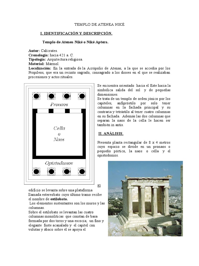 Templo de Atenea Niké | PDF | Elementos arquitectónicos | Antigua Grecia