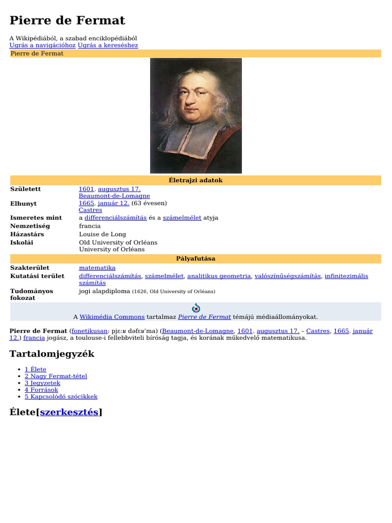 Fermat Elete Magyar | PDF