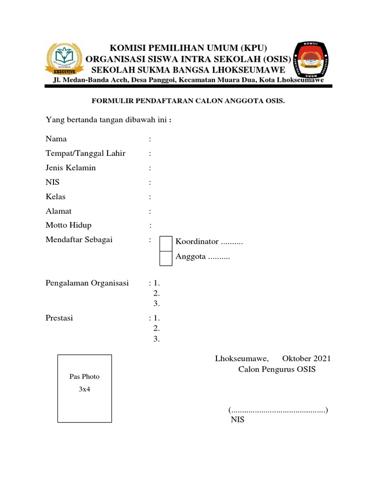 FORMULIR OSIS 2021 Fix | PDF