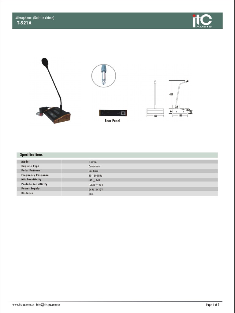 Microphone (Built-In Chime) : Specifications | PDF