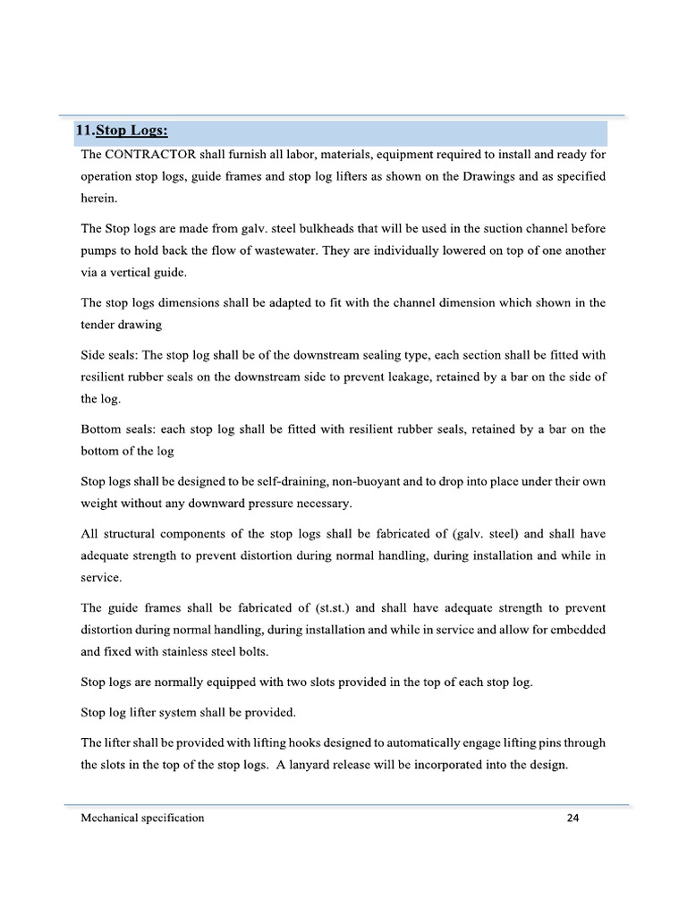 Stop Logs Specs | PDF