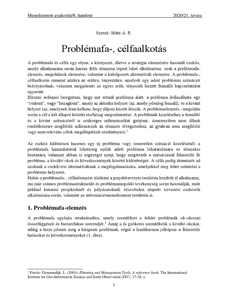 Handout - Problémafa, Célfa | PDF