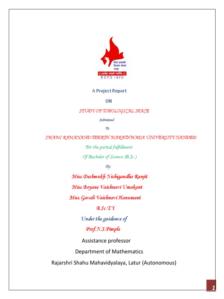 Project Report On Topological Spaces15!5!21 | PDF | Compact Space | Continuous Function