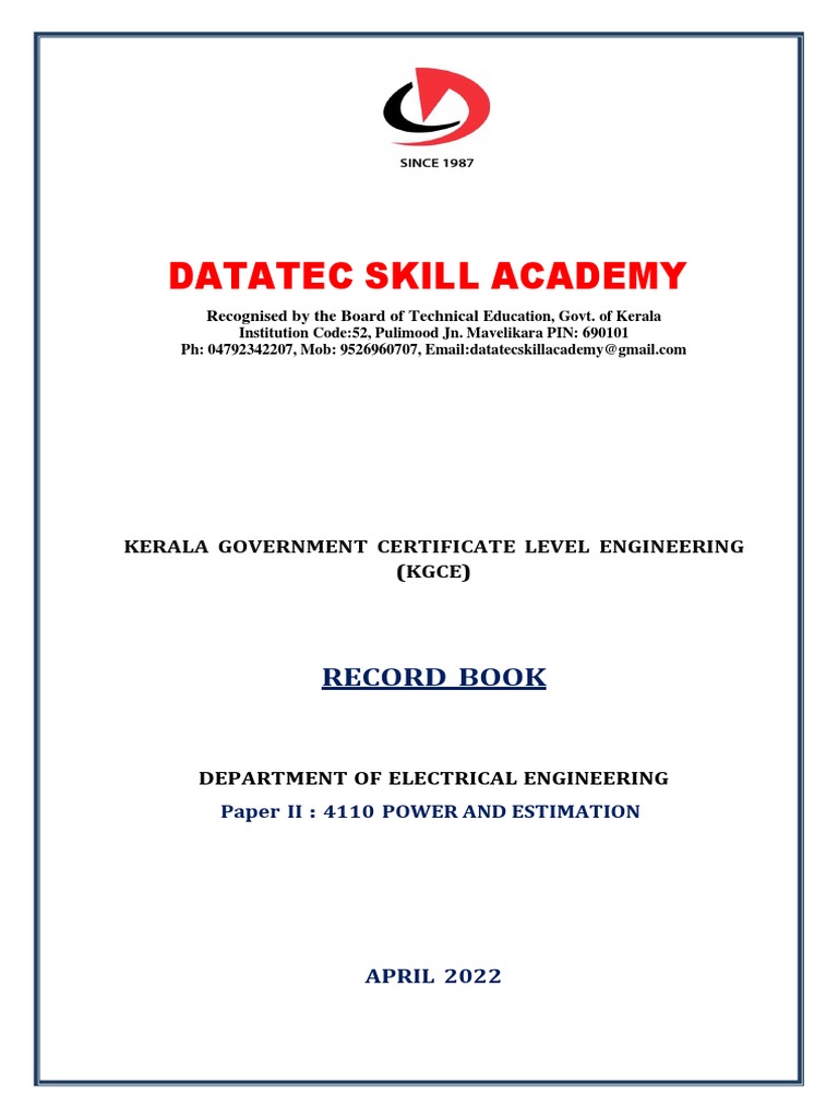 ELECTRICAL Paper II 4113 POWER AND ESTIMATION | PDF | Technology ...