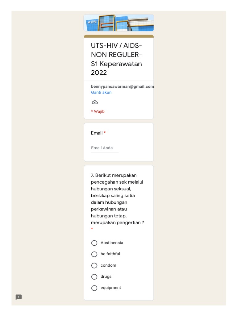 UTS-HIV / AIDS-NON REGULER-S1 Keperawatan 2022 - 1649060140676 | PDF