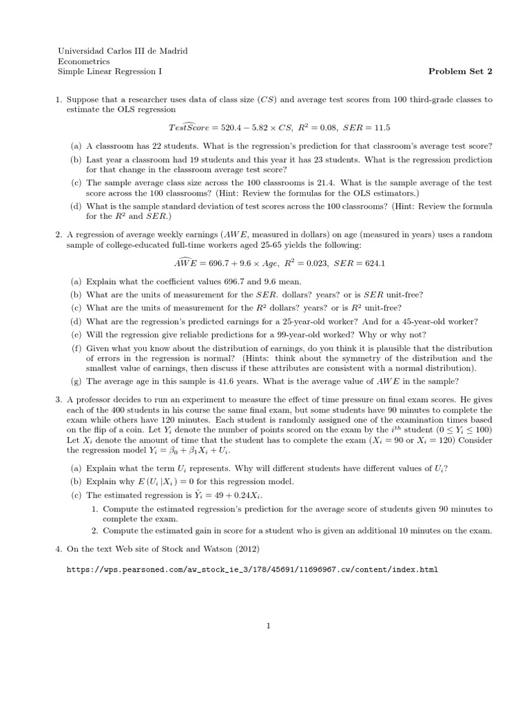 Hoja 2 English | PDF | Regression Analysis | Variance