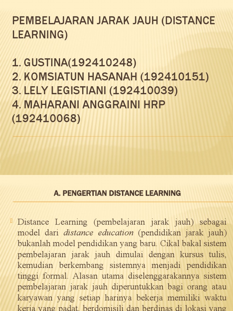 Pembelajaran Jarak Jauh (Distance Learning) | PDF