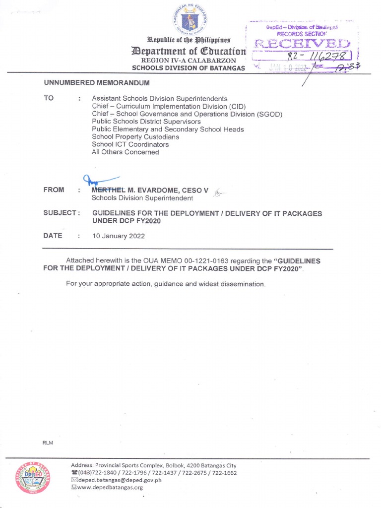 Guidelines For The Deploymentdelivery of It Packages Under DCP Fy 2020 ...