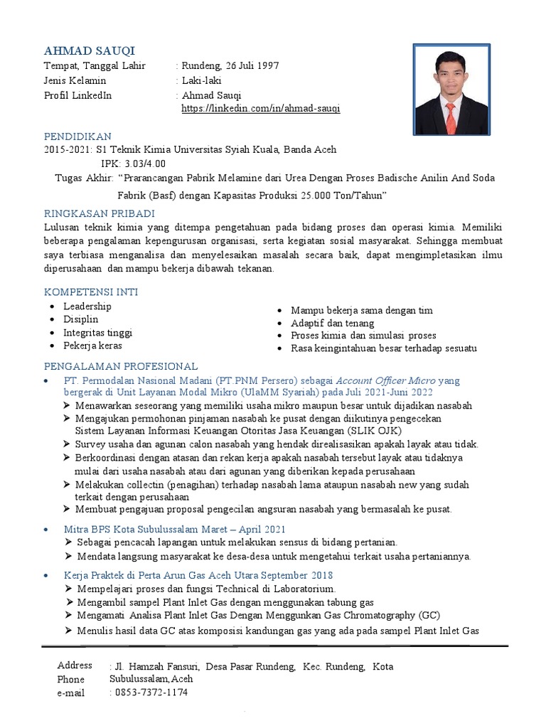 CV Ahmad Sauqi | PDF