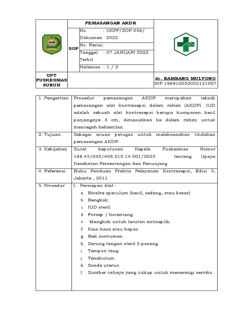 Sop Pemasangan Akdr | PDF