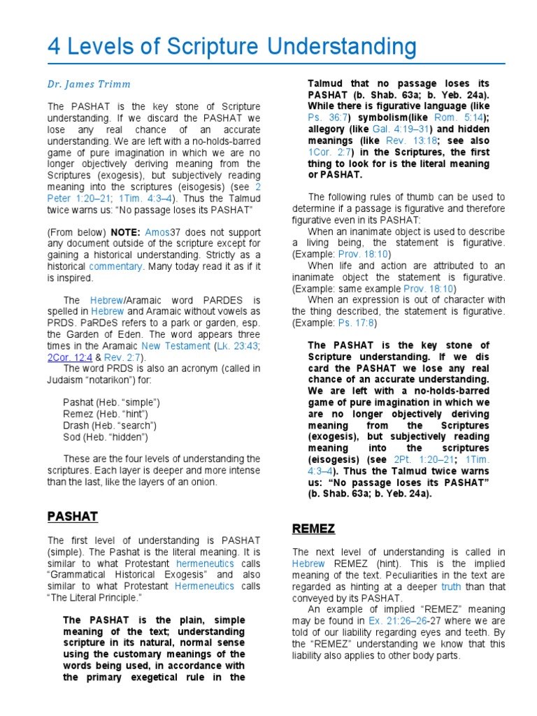 4 Levels of Scripture Understanding | PDF | Exegesis | Midrash