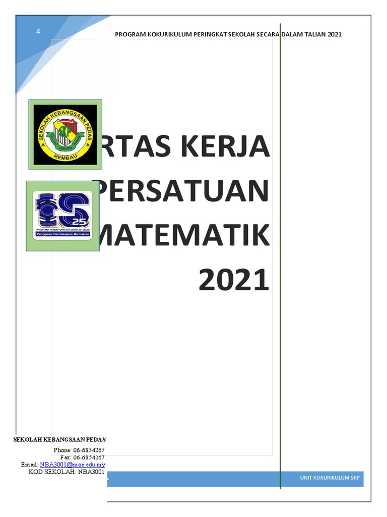 Kertas Kerja Unit Koku 2021 Persatuan Matematik | PDF