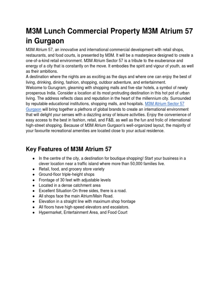 m3m Atrium 57 | PDF