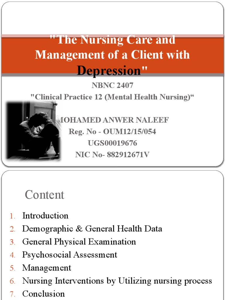NBNC 2407 CP 12 Mental Health Nursing Case Study | PDF | Depression ...
