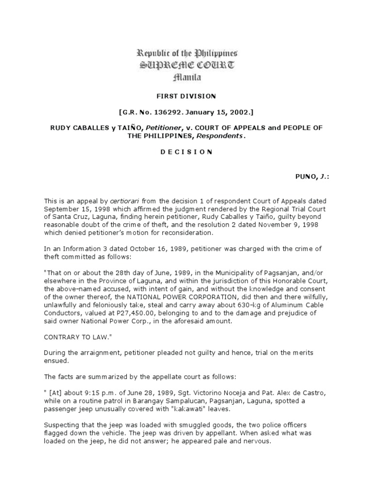 Caballes Vs Court of Appeals | PDF | Search And Seizure | Search Warrant