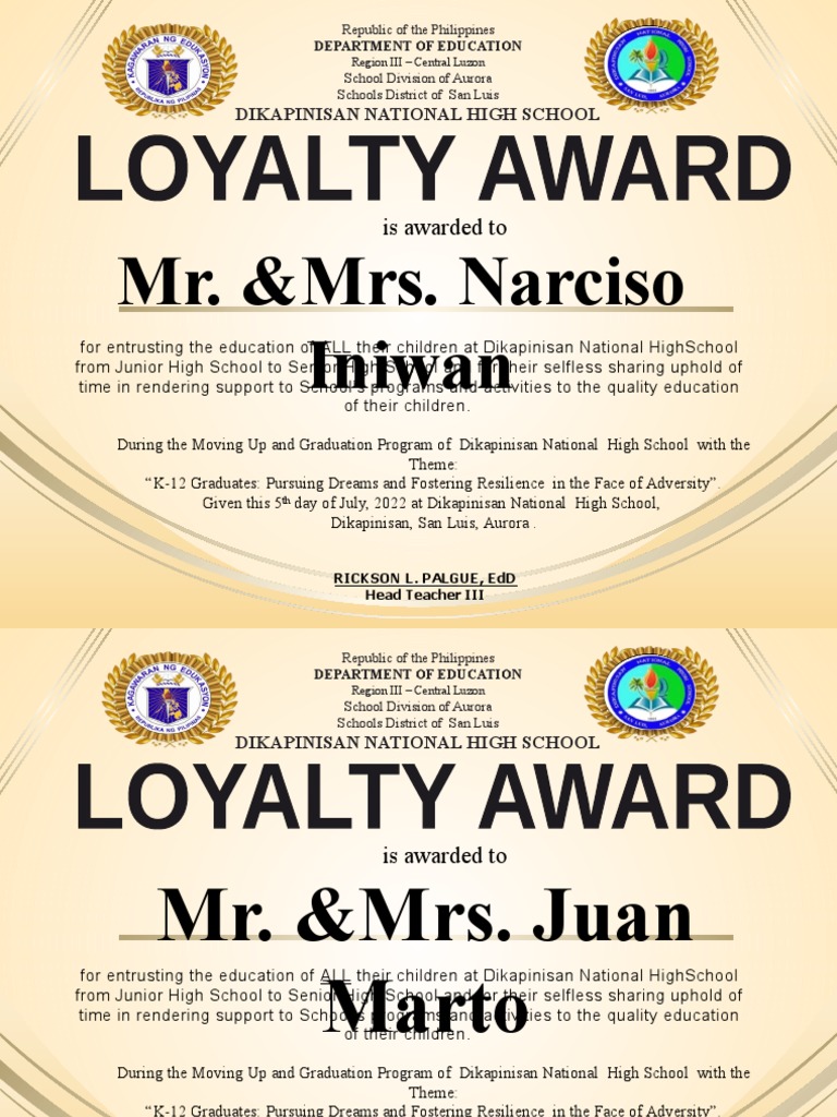 Cert Loyalty Award | Download Free PDF | Social Institutions | Philippines