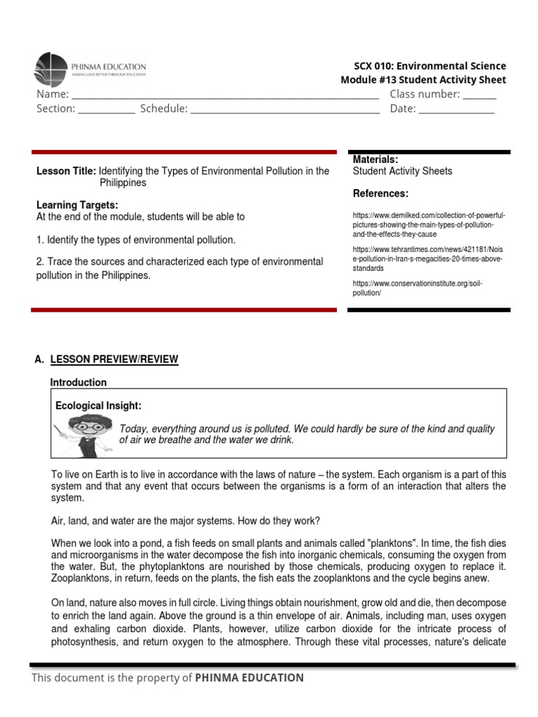 ENVI SCI SAS Day 13 | PDF | Water Pollution | Pollution