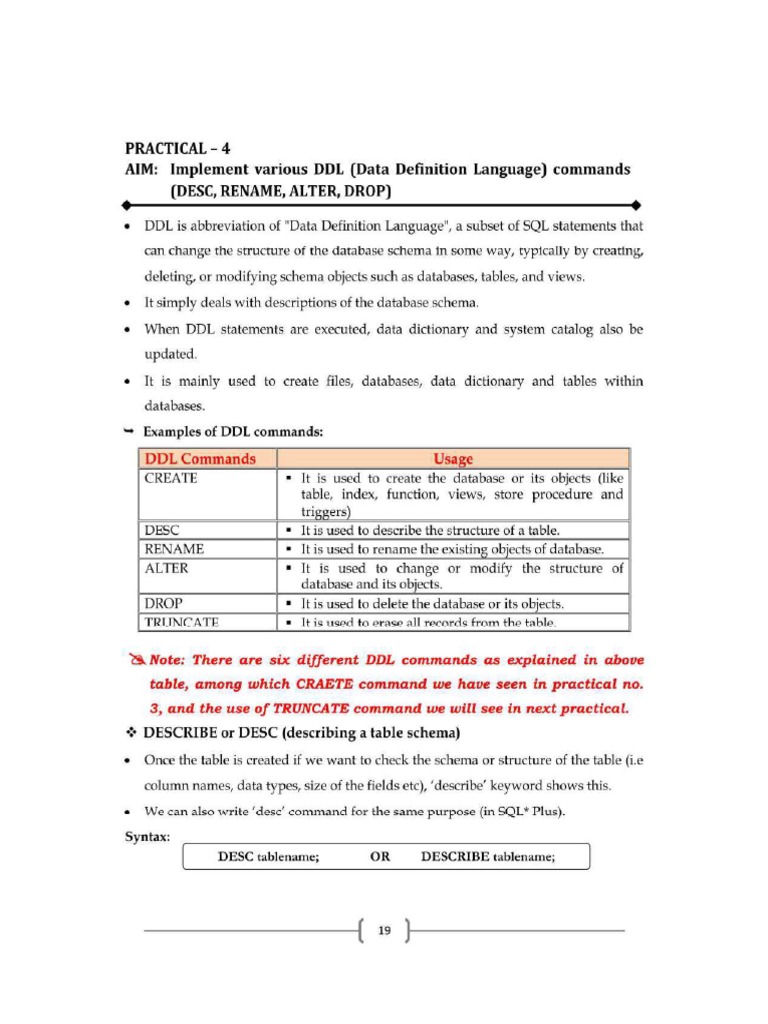 Practical-2 DDL Commands | PDF