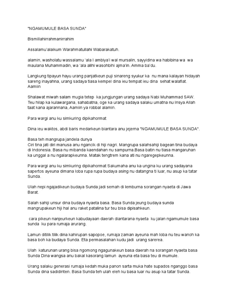 Biantara Ngamumule Basa Sunda | PDF