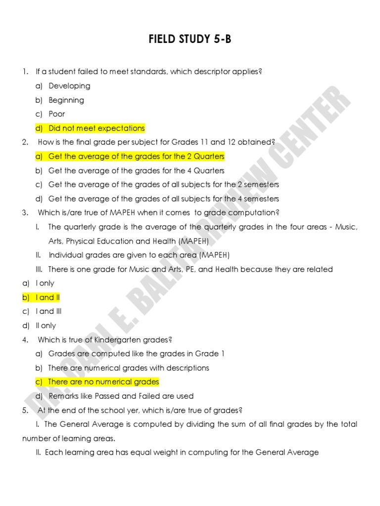 Field Study 5 B | PDF | Educational Assessment | Teachers