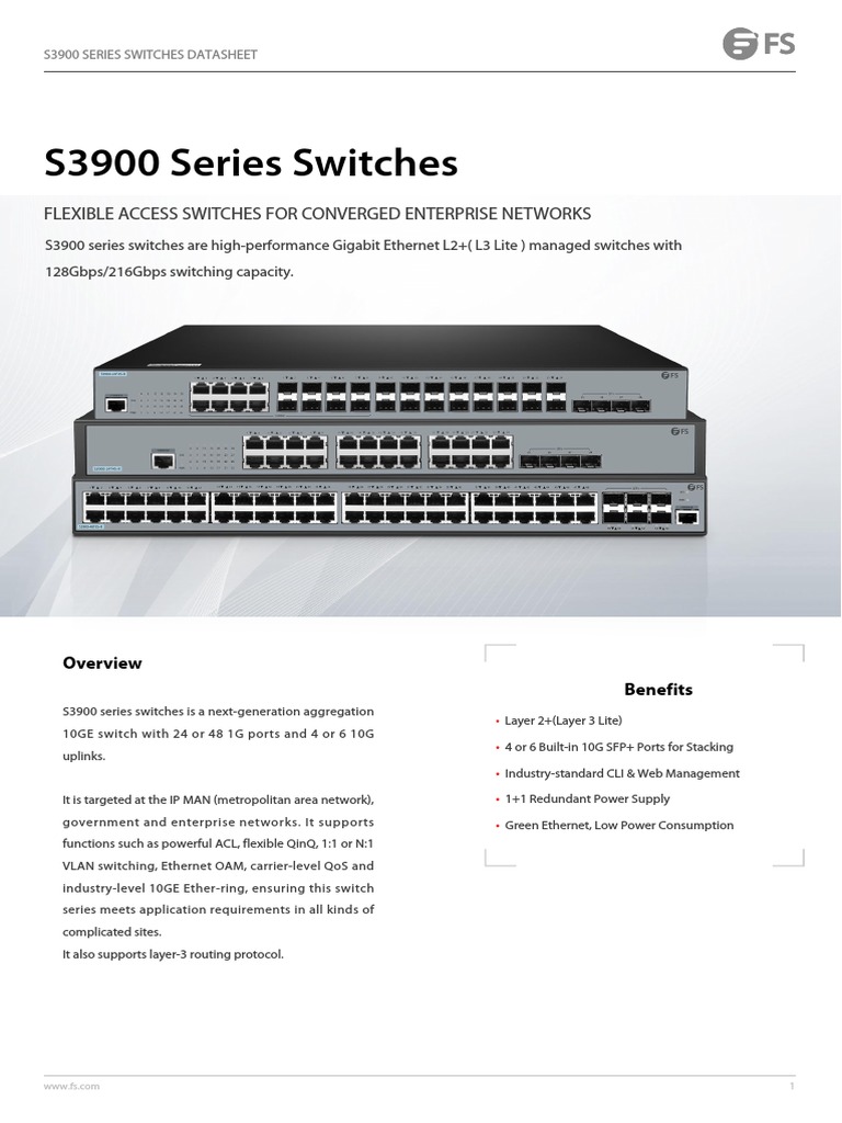s3900 r Series Switches Datasheet 2021.10.11 | PDF | Network Switch ...