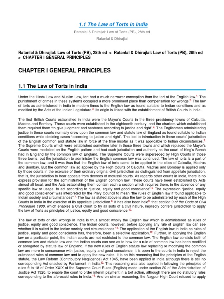 Ratanlal and Dhirajlal Law of Torts | PDF | Damages | Tort
