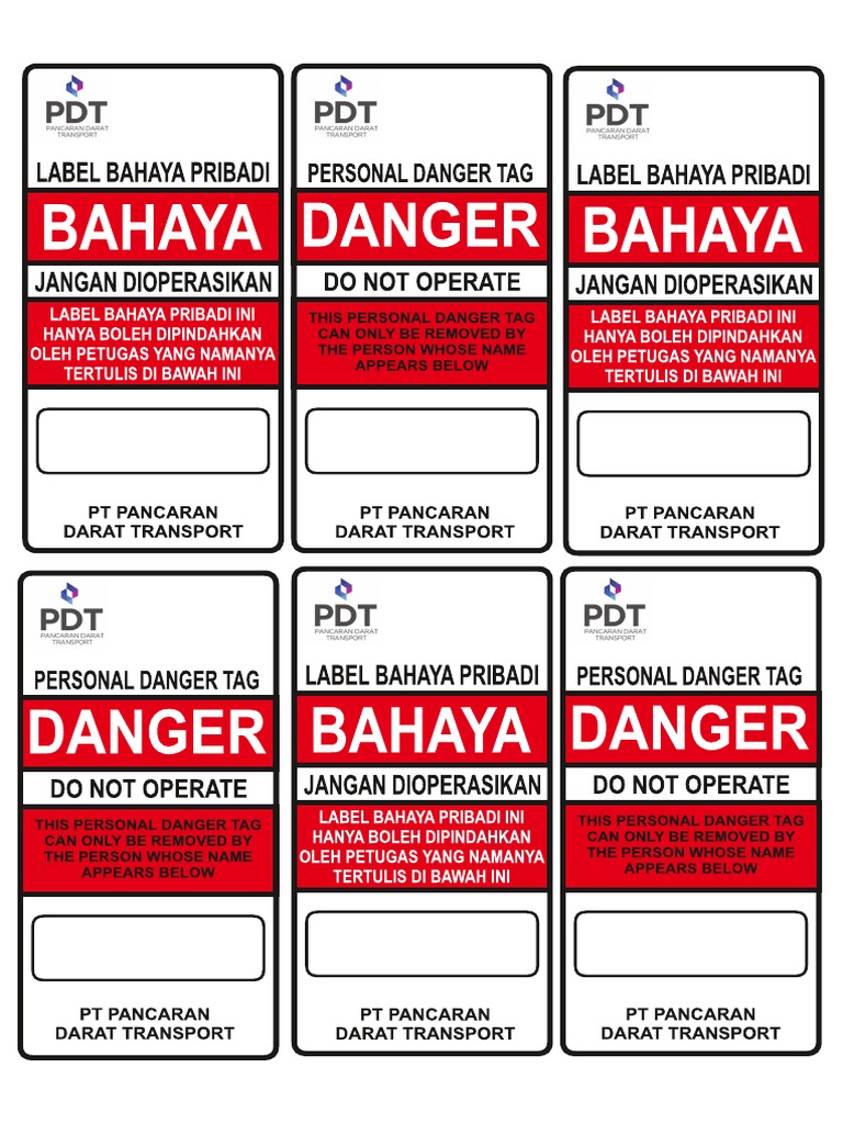 PERSONAL DANGER TAG | PDF
