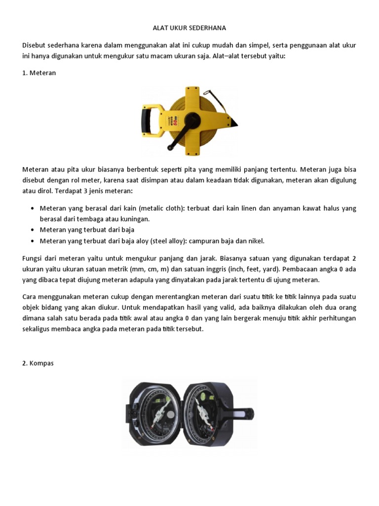 Alat Ukur Sederhana dan Fungsinya | PDF | Metode & Bahan Ajar ...