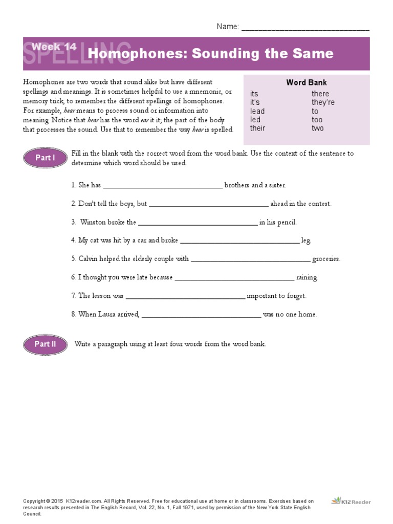 Homophones: Sounding The Same | PDF | Spelling | Cognition