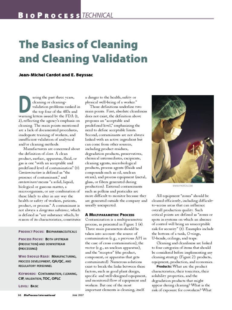 Basics of Cleaning & Cleaning Validation | PDF | Verification And ...